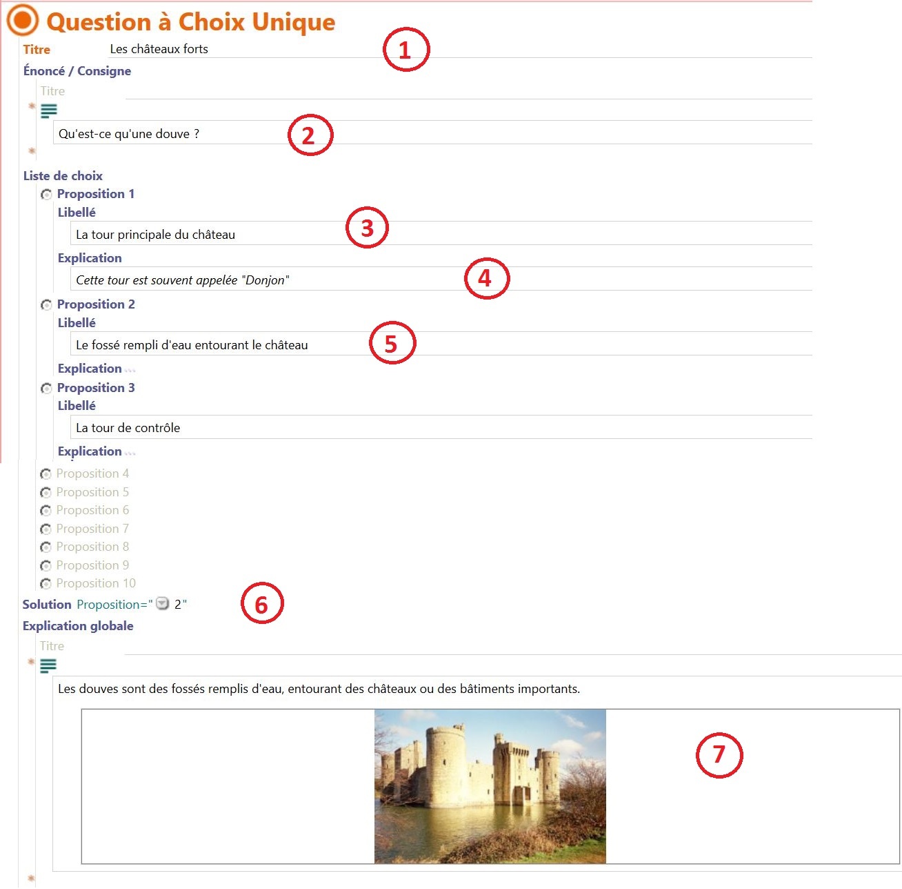 Question à choix unique
